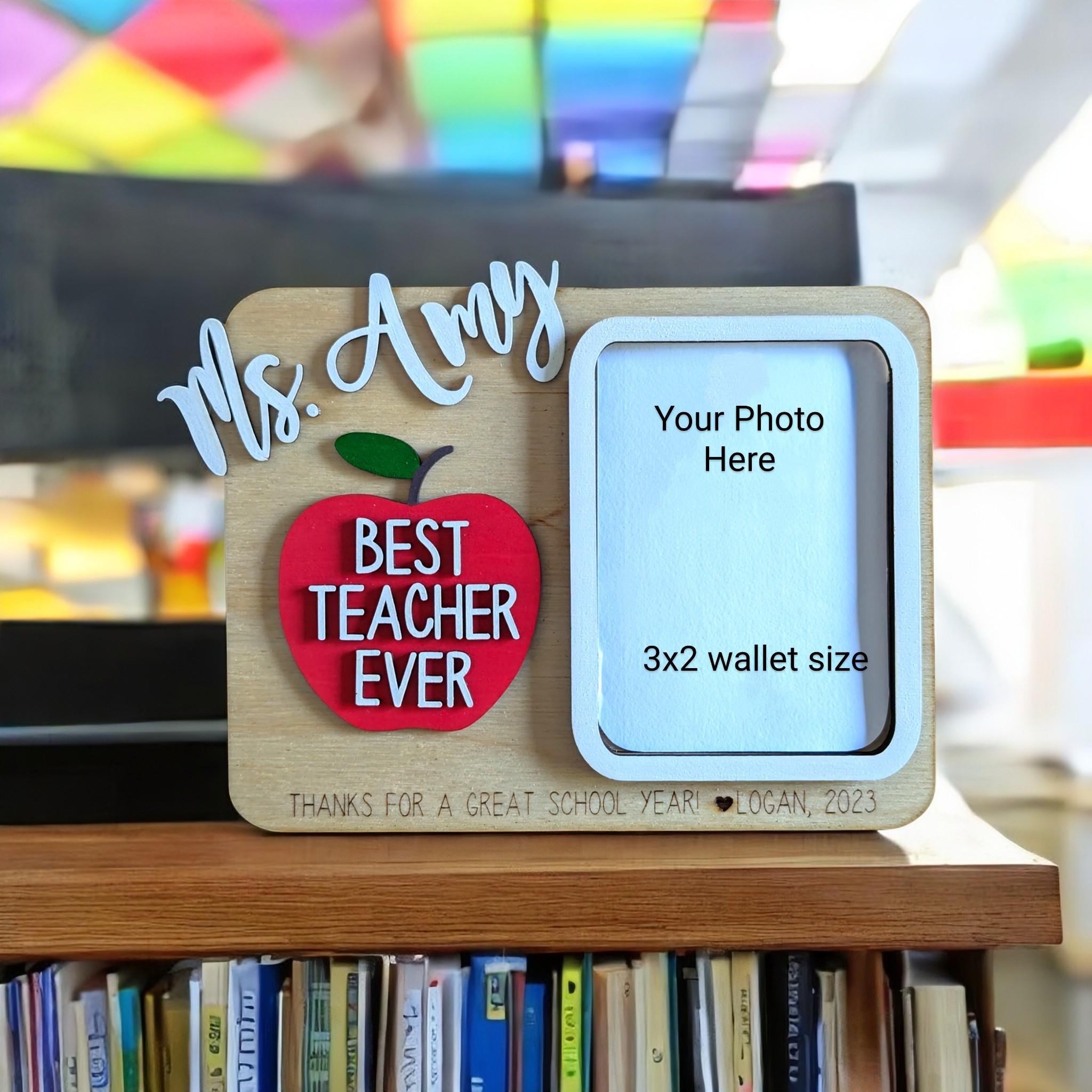 Personalized Teacher Photo Frame: Engraved Wooden Gift With Custom ...
