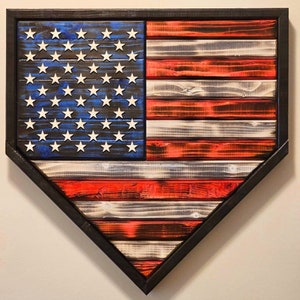 Handmade Wooden American Flag Baseball Home Plate: Patriotic Wall Decor ...