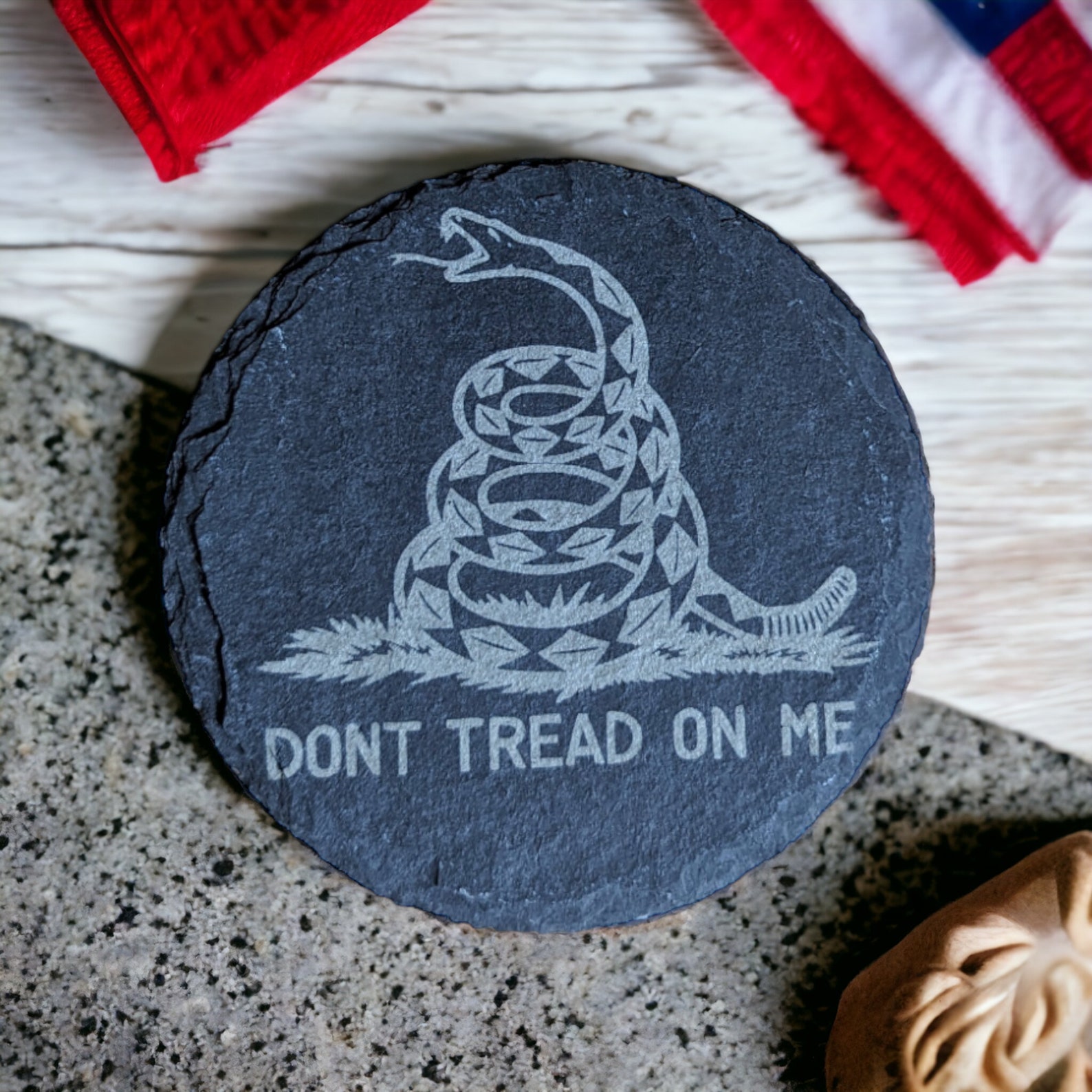 Patriotic Coaster Set, Circle Slate Coaster Set, Patriotism, Set of 4 ...