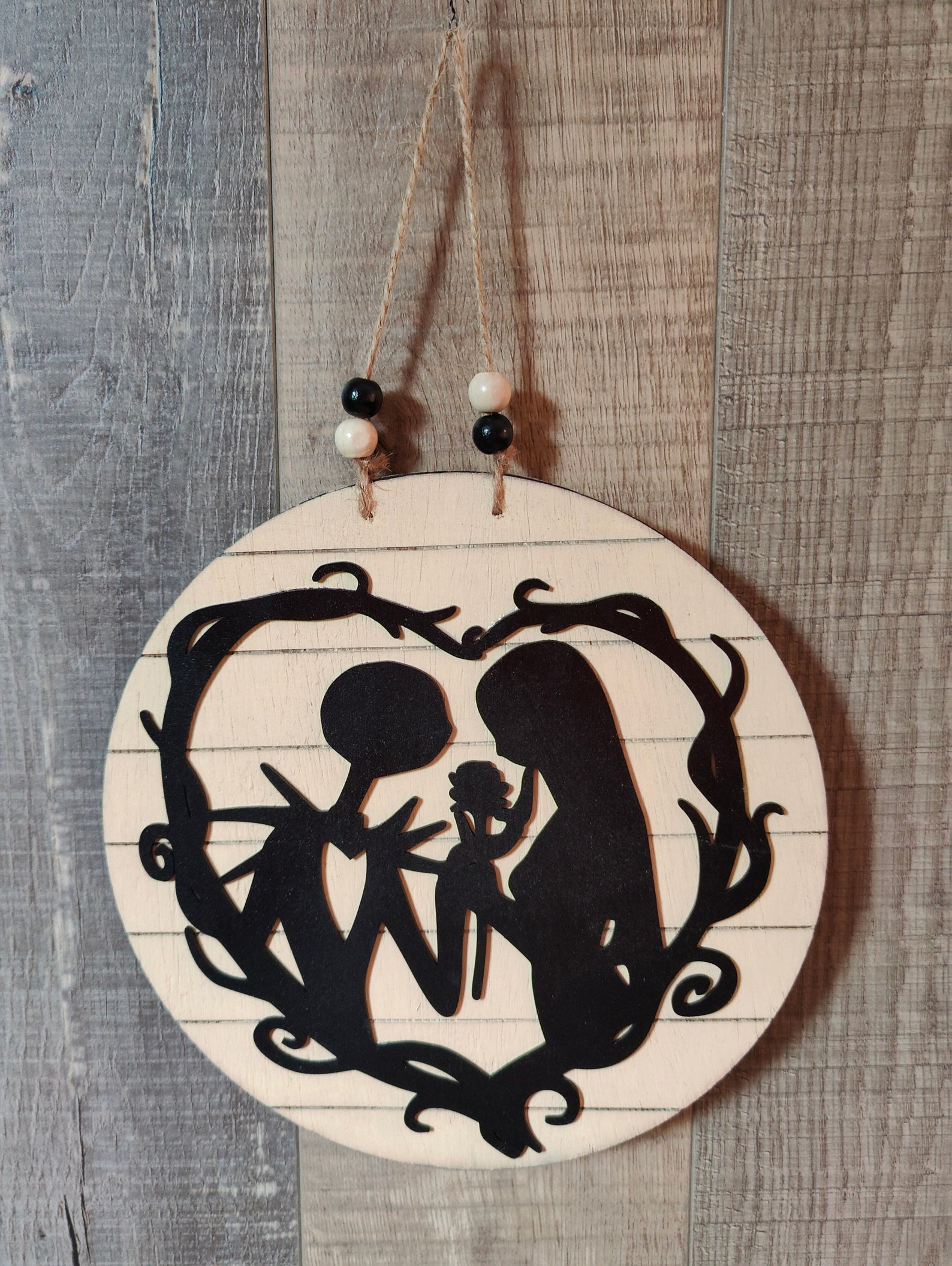 Jack and Sally in Love Heart Hanging Sign Tim Burtons the - Etsy
