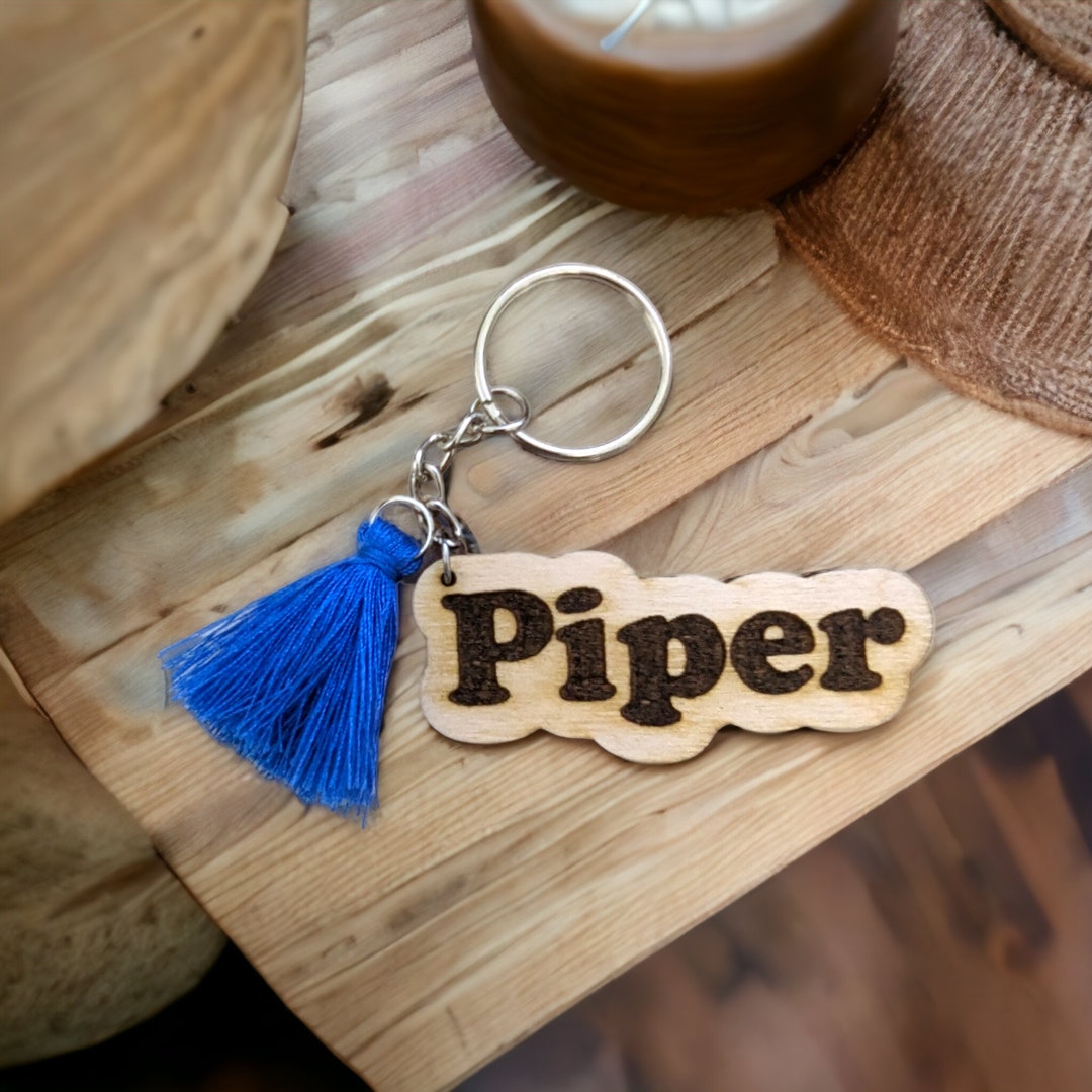 Personalized Wooden Name Keychain With Vibrant Tassel - Trendy and ...