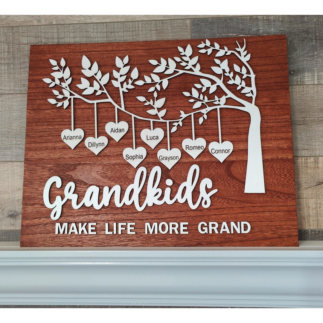 Custom "grandkids Make Life More Grand" Wooden Wall Sign, Gift for ...