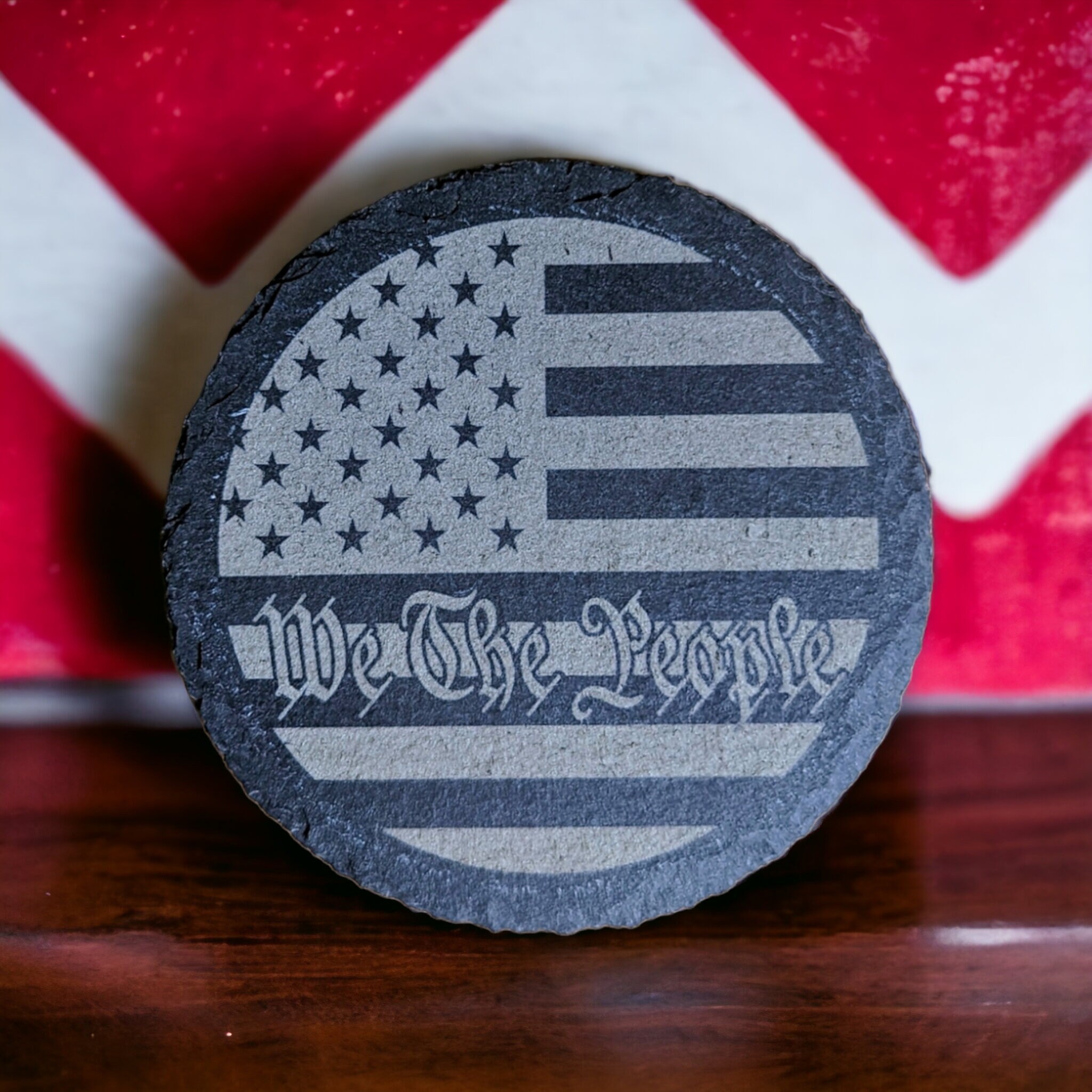Patriotic Coaster Set, Circle Slate Coaster Set, Patriotism, Set of 4 ...
