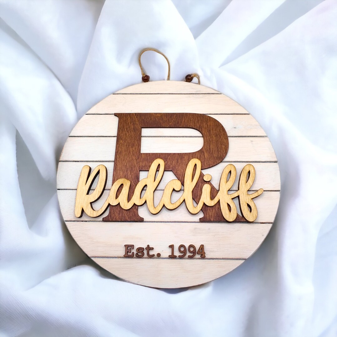 Personalized Family Monogram Door Sign: Laser Cut Wood Decor - Etsy