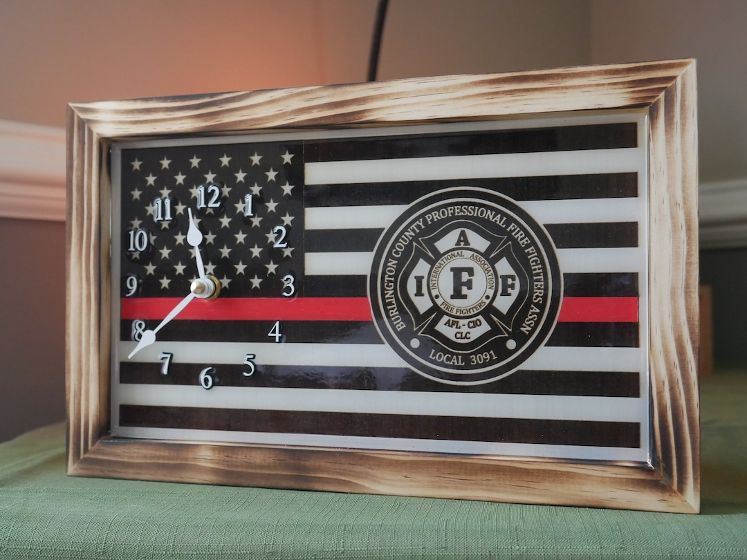 Custom Clocks, First Responder Clock, Hanging Wall Clock, Clock, Flag ...