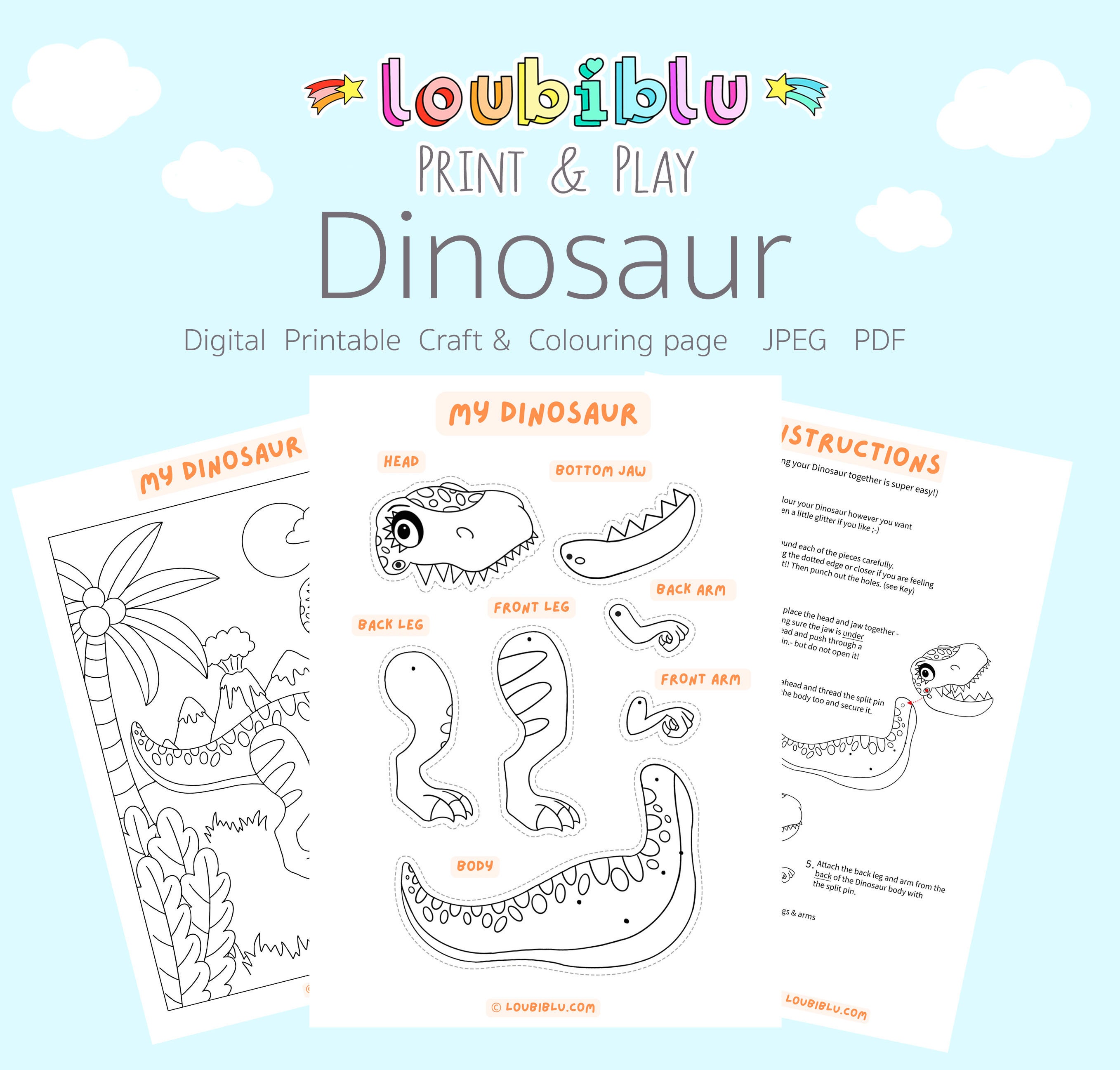 Dinosaur Craft Activity for Kids, Dinosaur Printable Craft, Boys ...