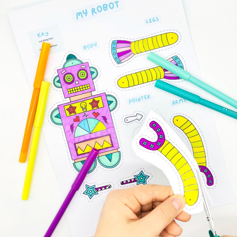 Boys Easy Printable Colouring Craft, Robot Craft Printable, Paper Doll ...