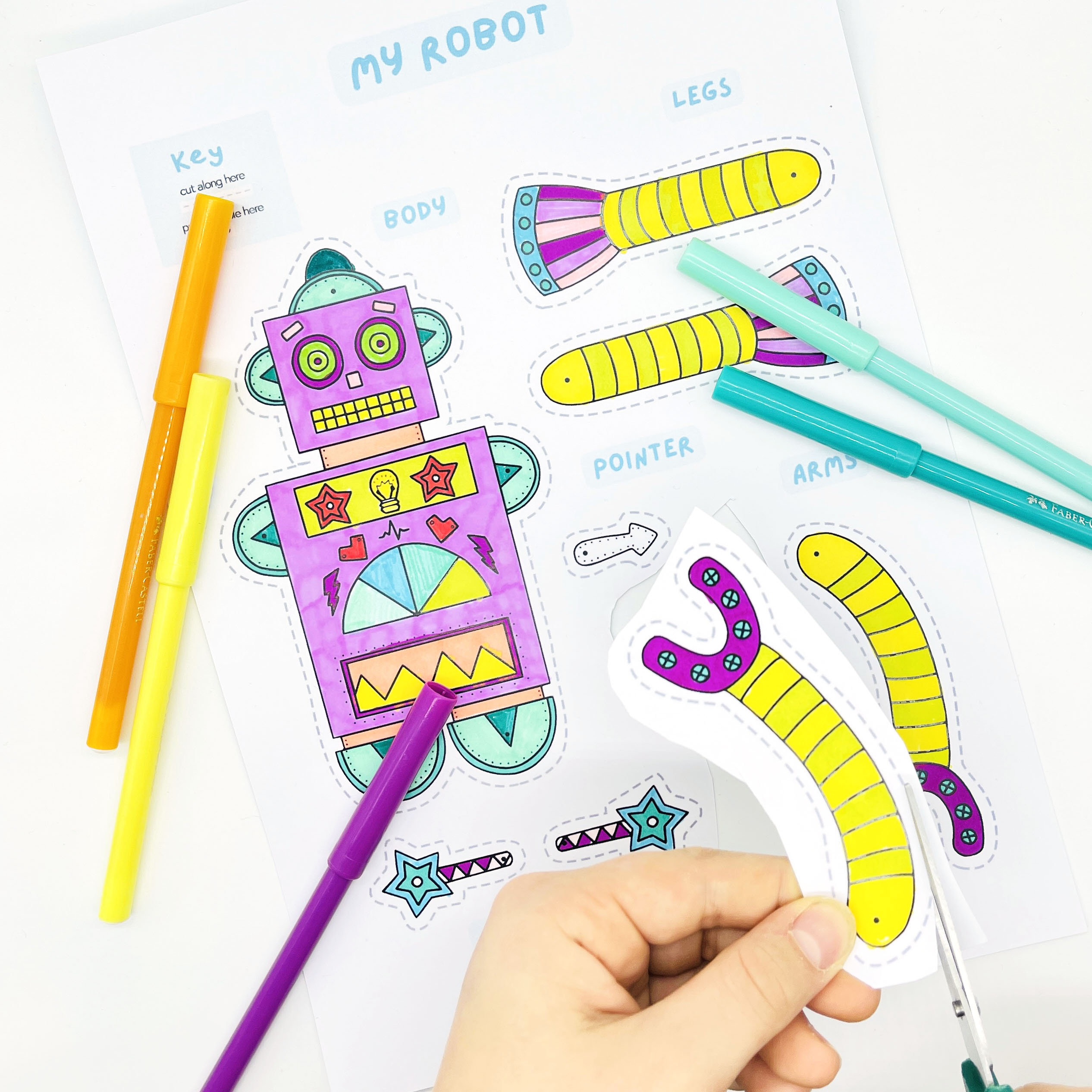 Boys Easy Printable Colouring Craft, Robot Craft Printable, Paper Doll ...