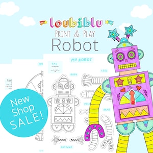 Boys Easy Printable Colouring Craft, Robot Craft Printable, Paper Doll ...