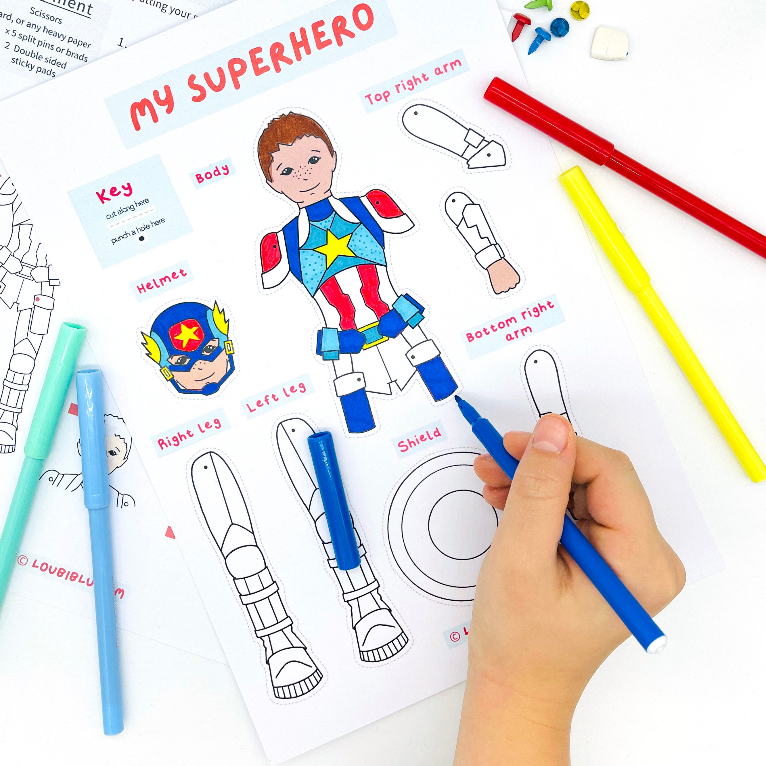 Boys Easy Printable Colouring Craft, Superhero Party Craft, Boys ...