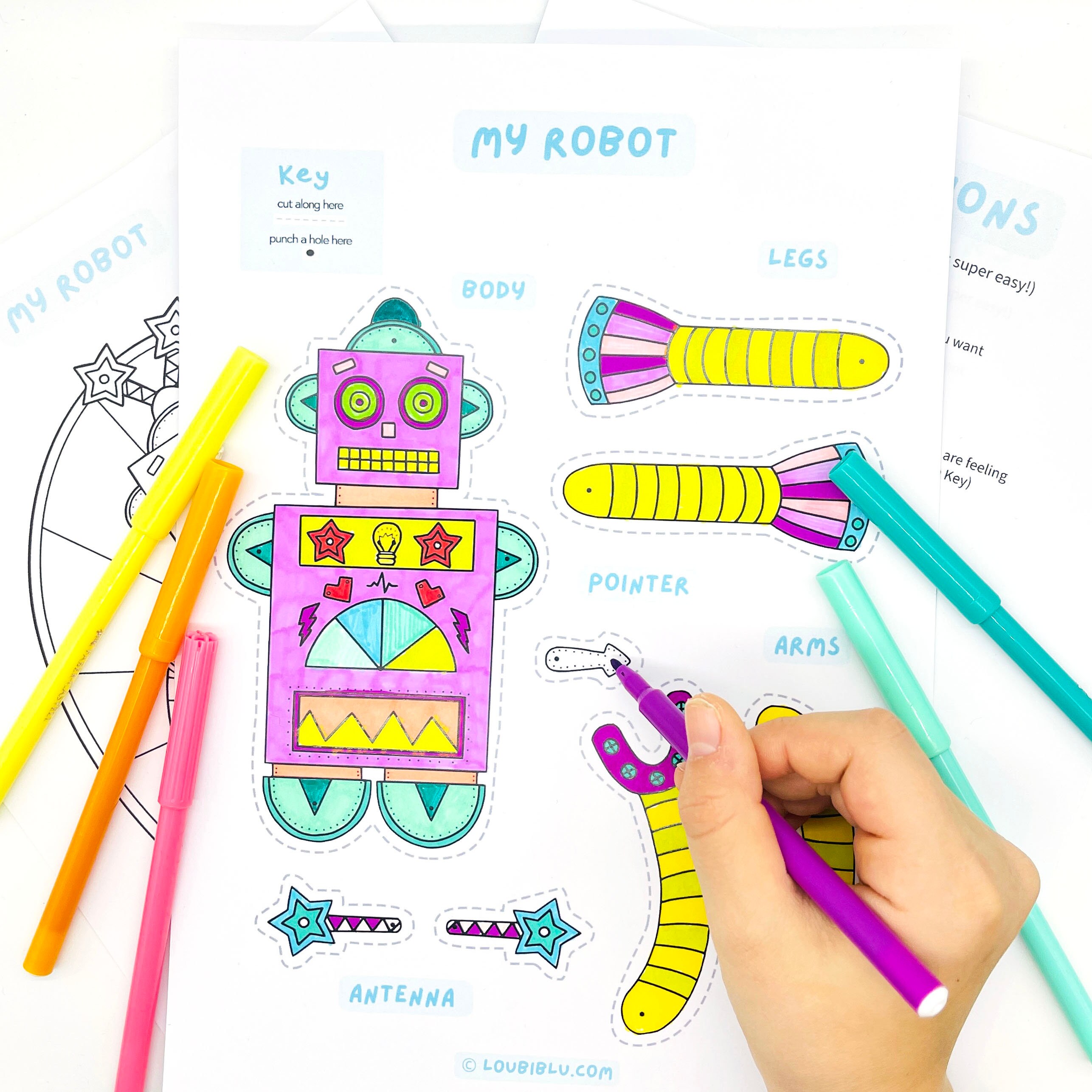 Boys Easy Printable Colouring Craft, Robot Craft Printable, Paper Doll ...