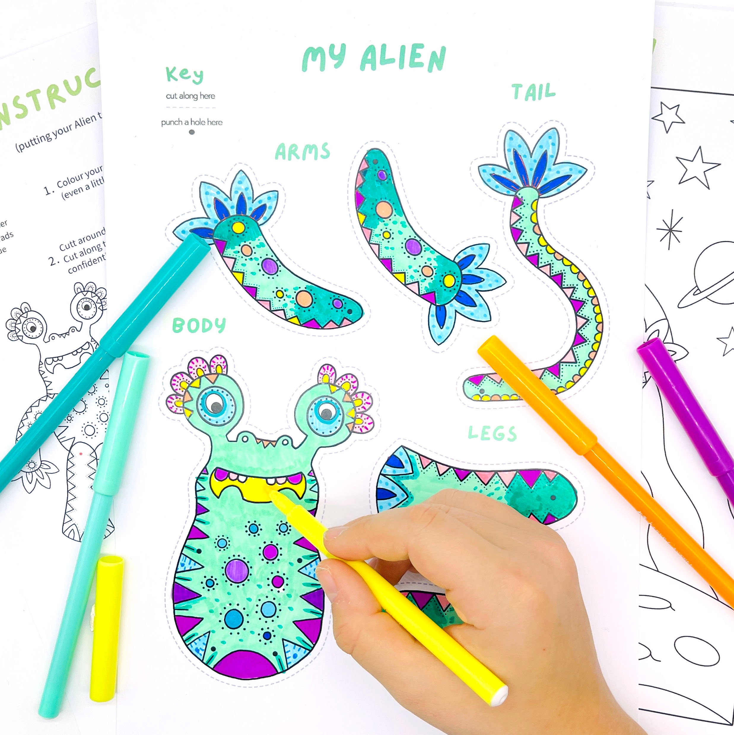 Boys Craft Printable, Alien Party Activity, Boys Easy Craft, Outer ...