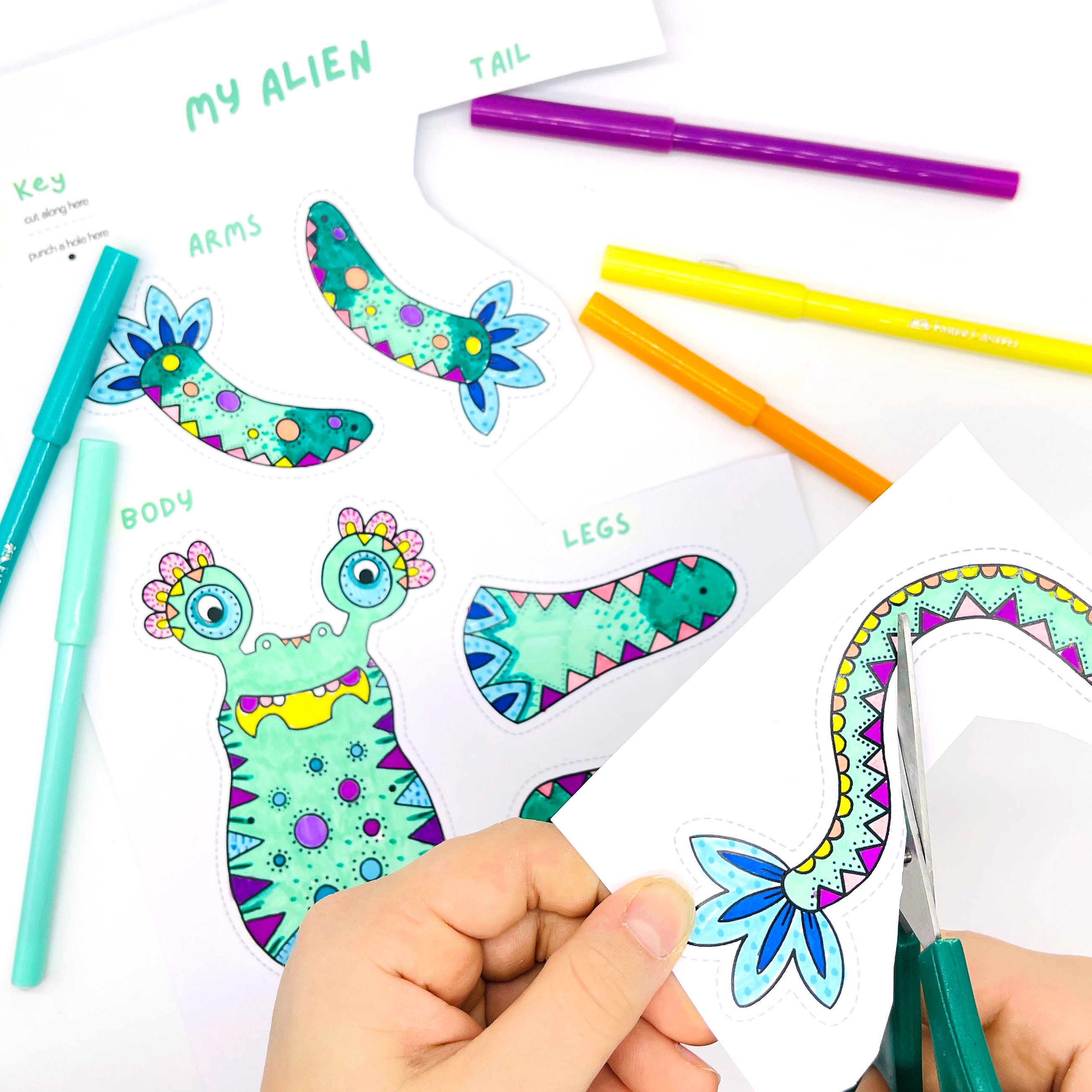 Boys Craft Printable, Alien Party Activity, Boys Easy Craft, Outer ...