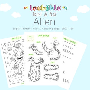 Boys Craft Printable, Alien Party Activity, Boys Easy Craft, Outer ...