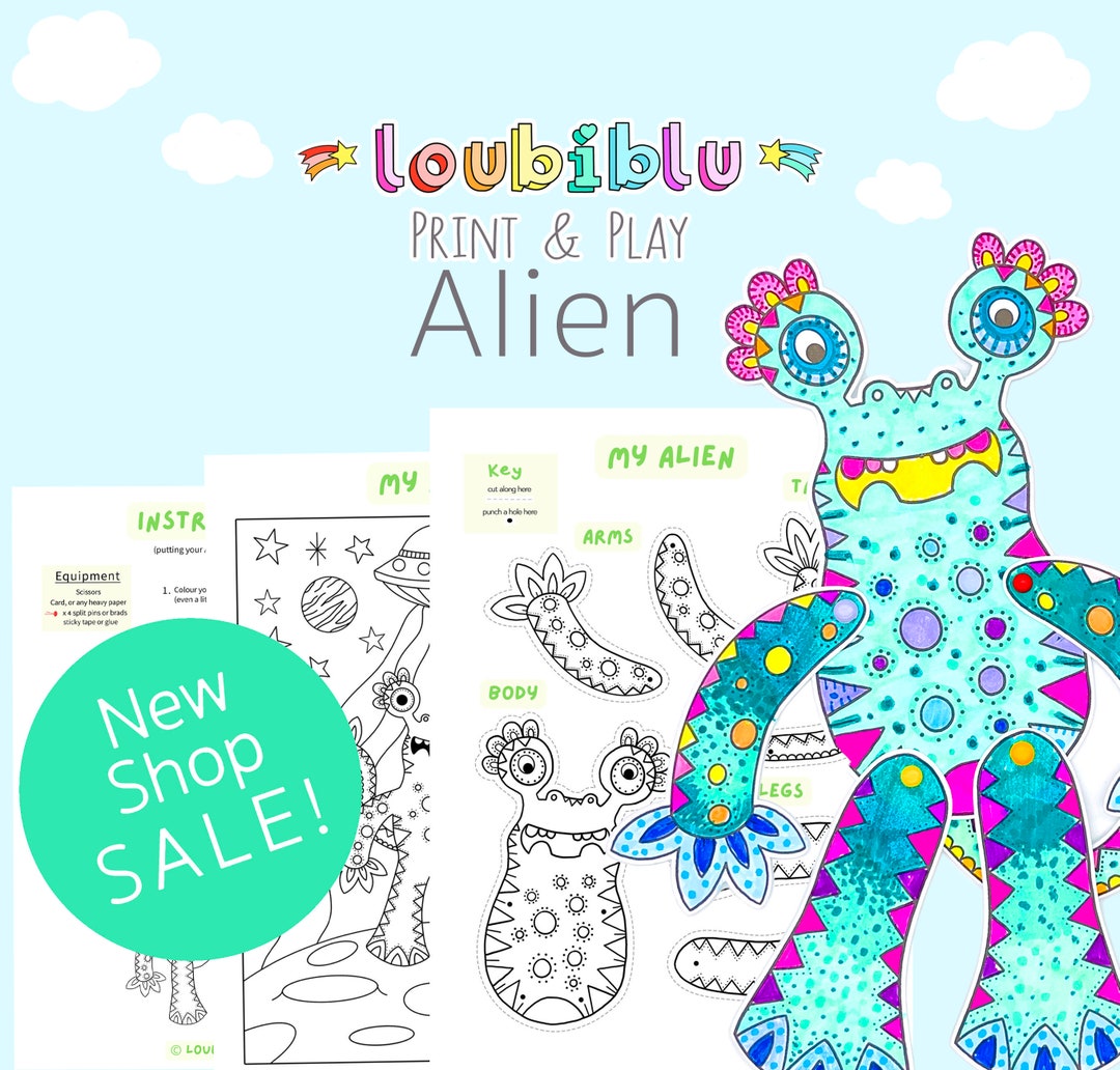 Boys Craft Printable, Alien Party Activity, Boys Easy Craft, Outer ...