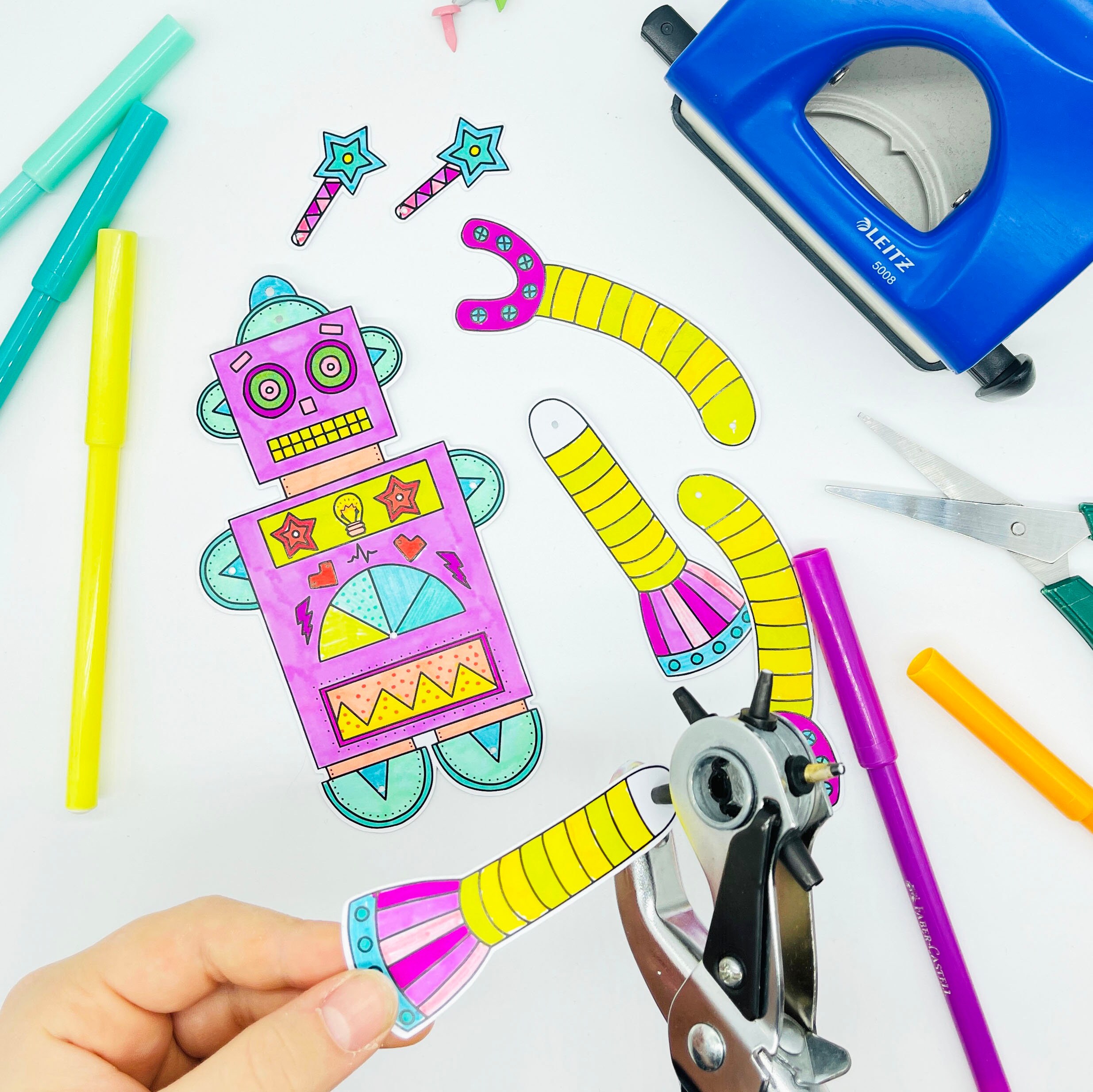 Boys Easy Printable Colouring Craft, Robot Craft Printable, Paper Doll ...