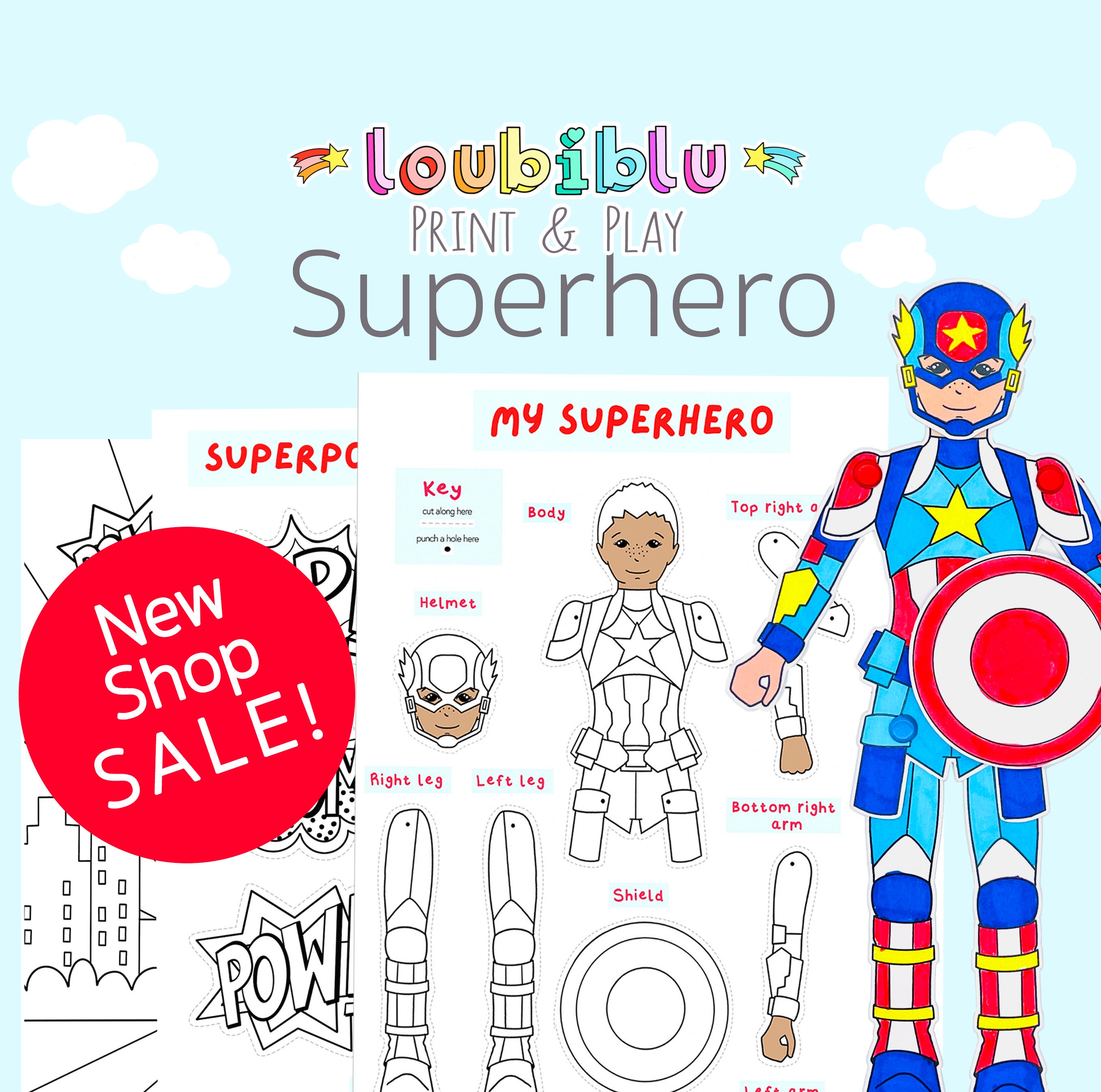 Boys Easy Printable Colouring Craft, Superhero Party Craft, Boys ...