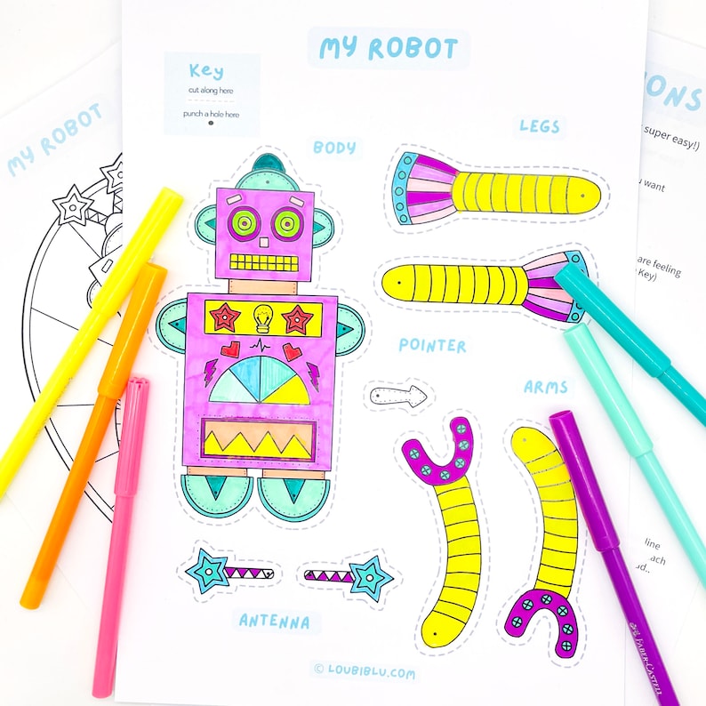 Boys Easy Printable Colouring Craft, Robot Craft Printable, Paper Doll ...