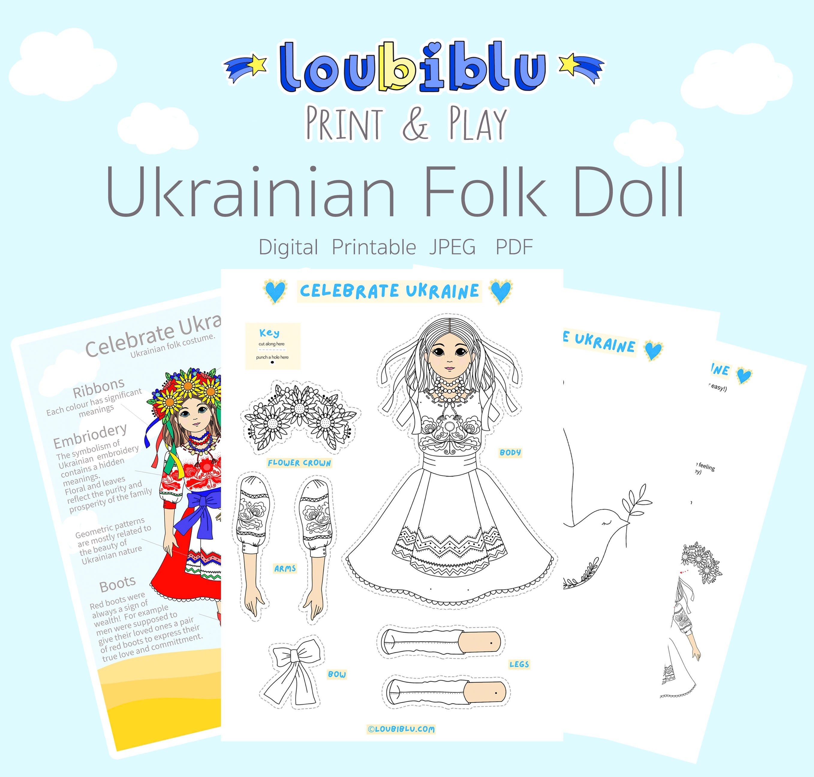 Ukrainian Folk Paper Doll, Paper Doll, Easy Kids Craft, Help Ukraine - Etsy
