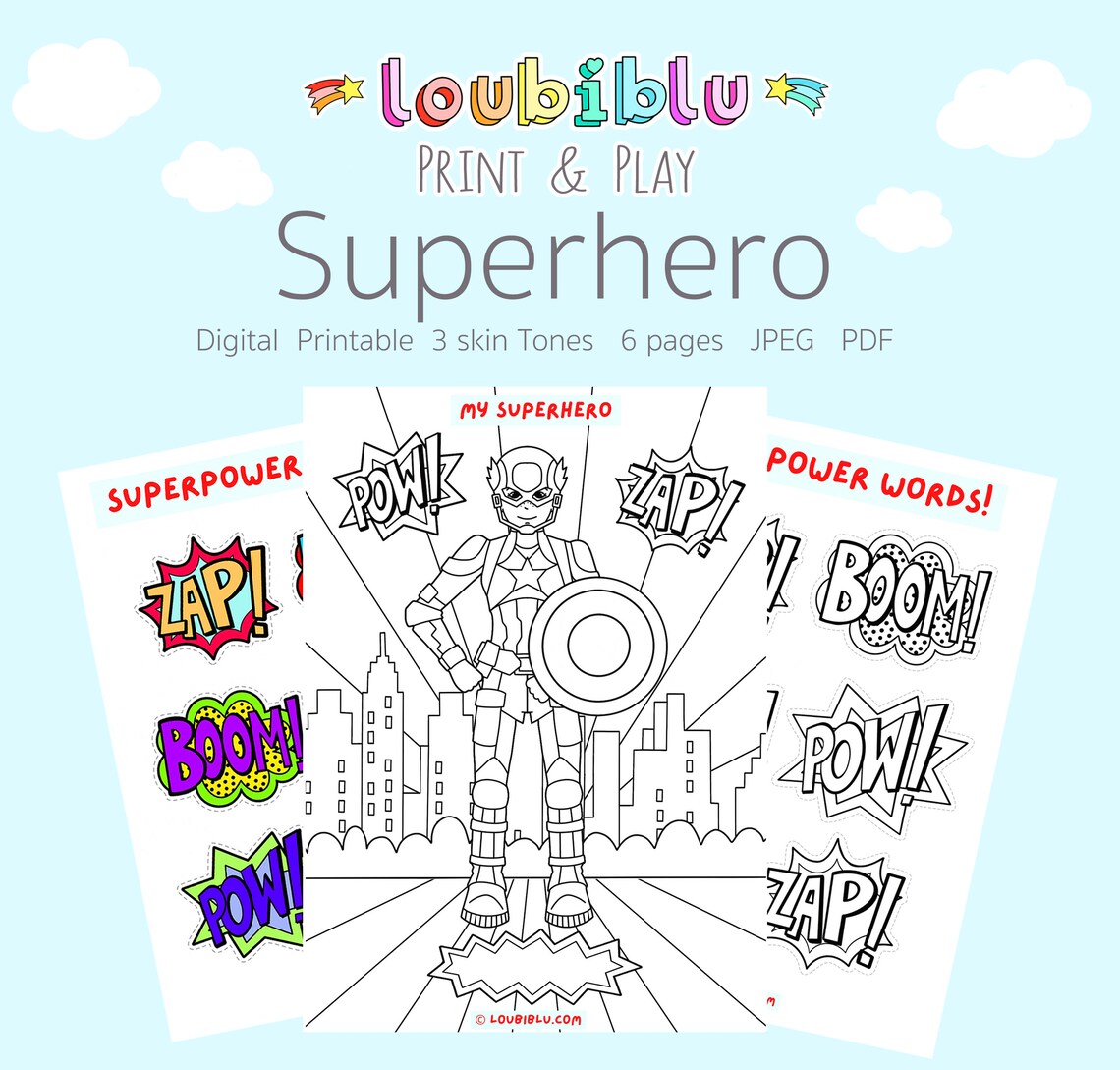 Boys Easy Printable Colouring Craft, Superhero Party Craft, Boys ...