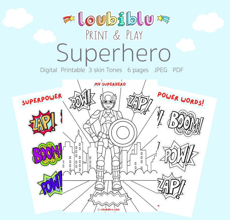 Boys Easy Printable Colouring Craft, Superhero Party Craft, Boys ...