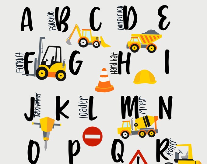 Construction Alphabet Print - Etsy