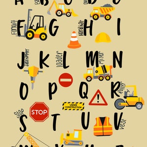 Construction Alphabet Print - Etsy