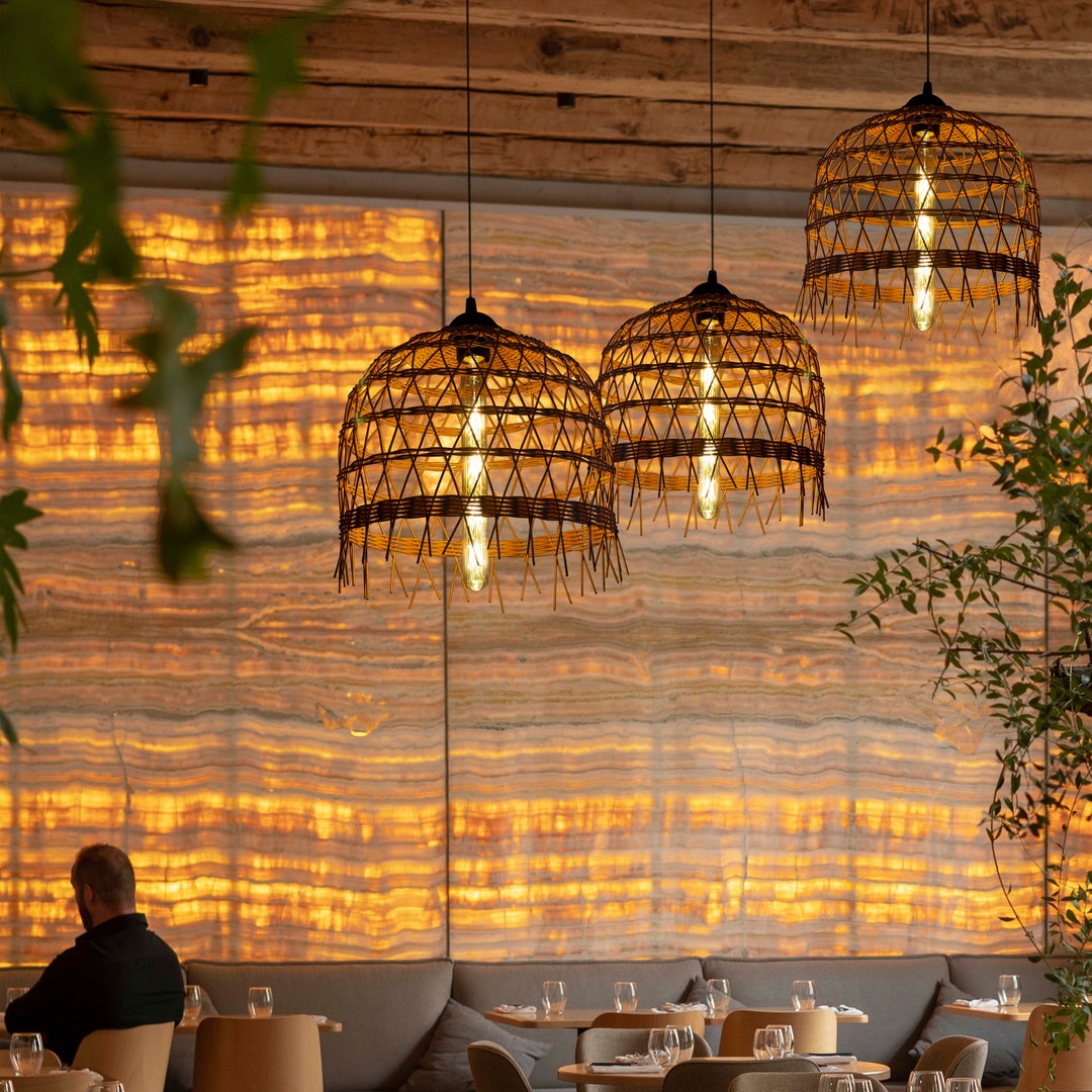 Wicker Pendant Light, Rattan Pendant Light, Rattan Lamp, Bamboo Pendant ...