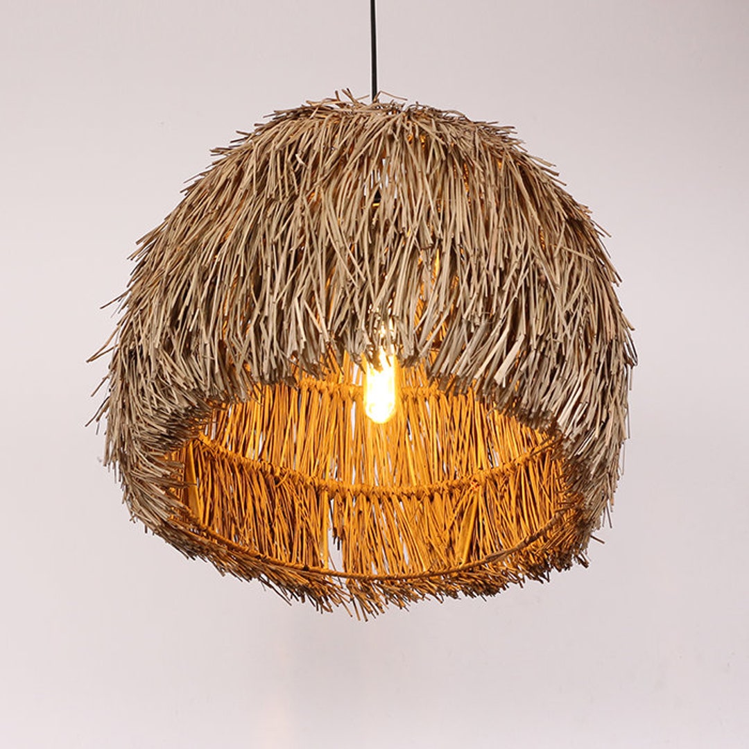 Kareks Handmade Raffia Pendant Lamp - Unique Design, Natural Raffia ...