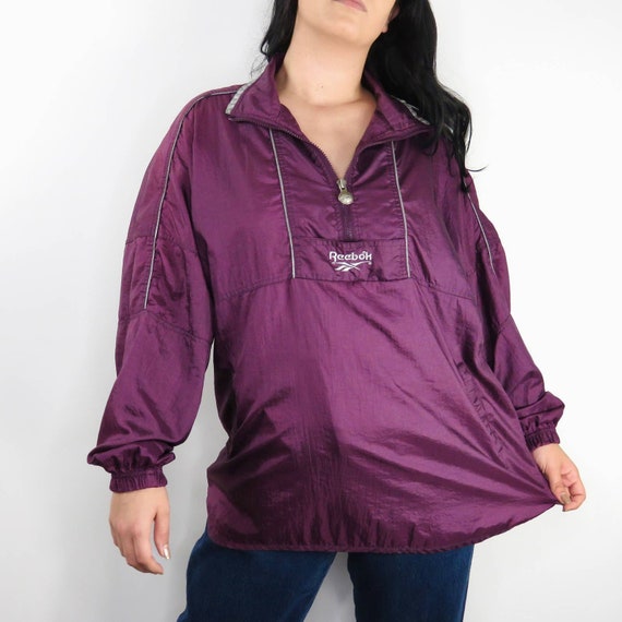 1990s Vintage Reebok Purple Wind Breaker Jacket Retro… - Gem