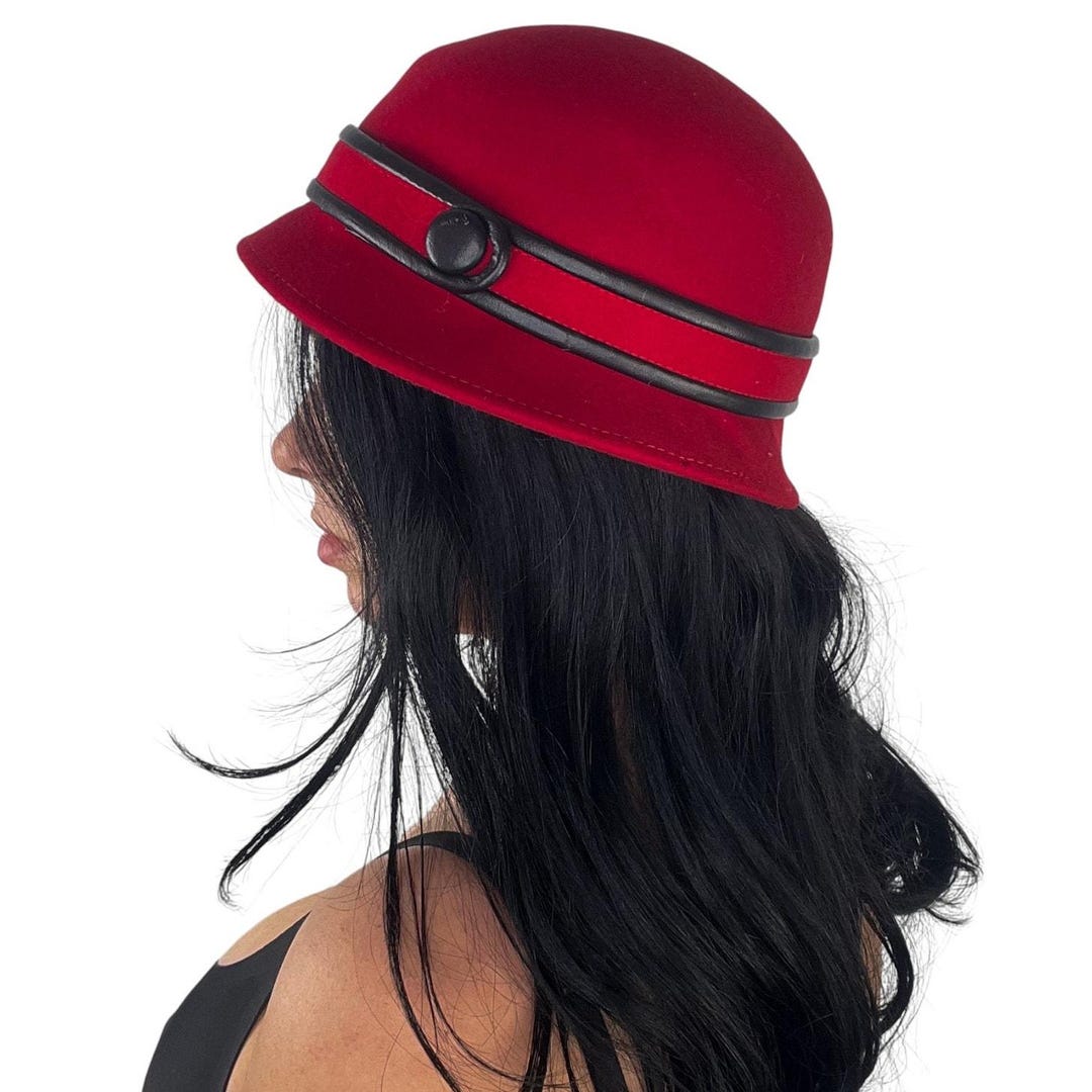 1970s Vintage Broner Vintage Red Bowler Hat Chic Red Wool Hat With ...