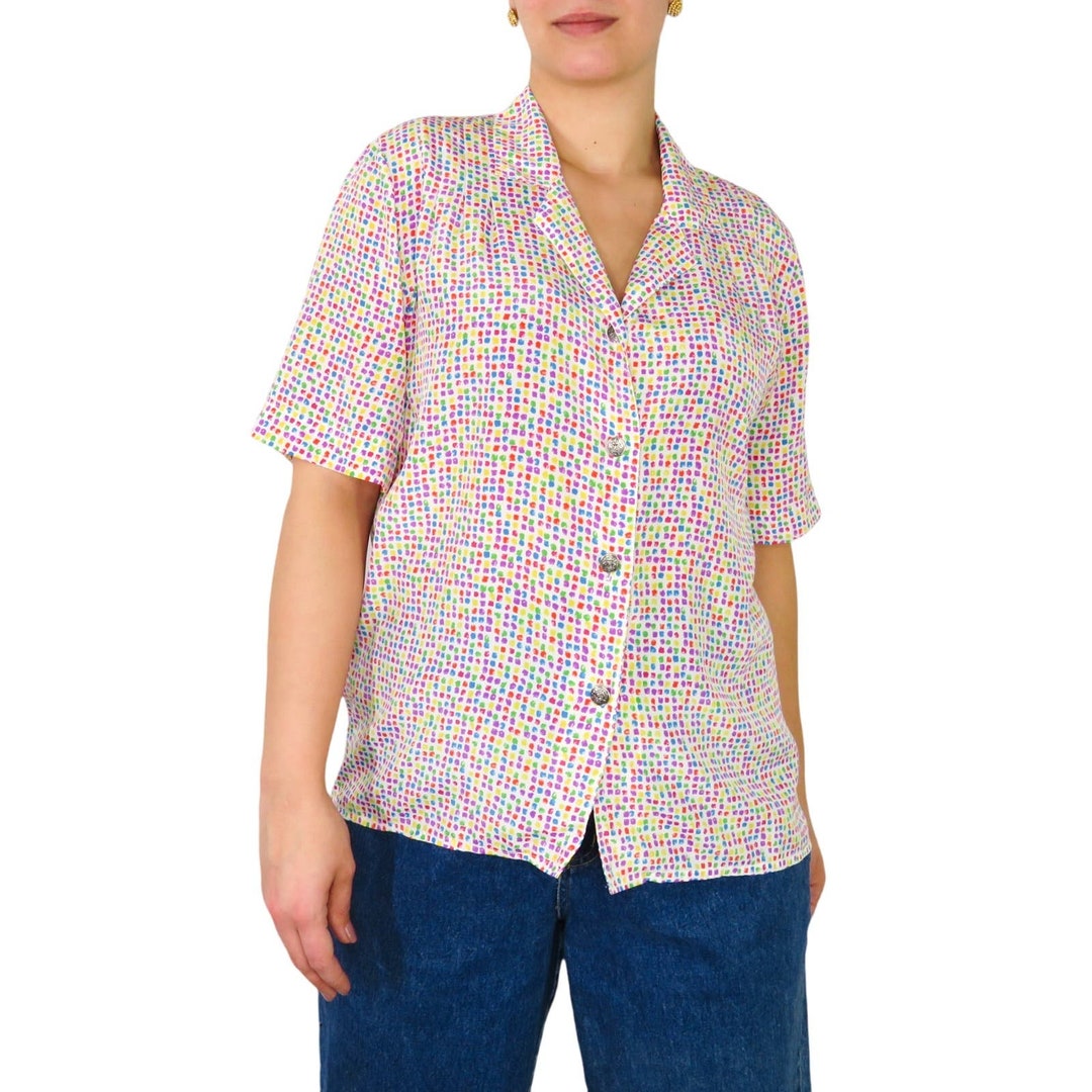 Josephine 1980s Vintage Rainbow Pink Purple Yellow Blue Green Polka Dot ...