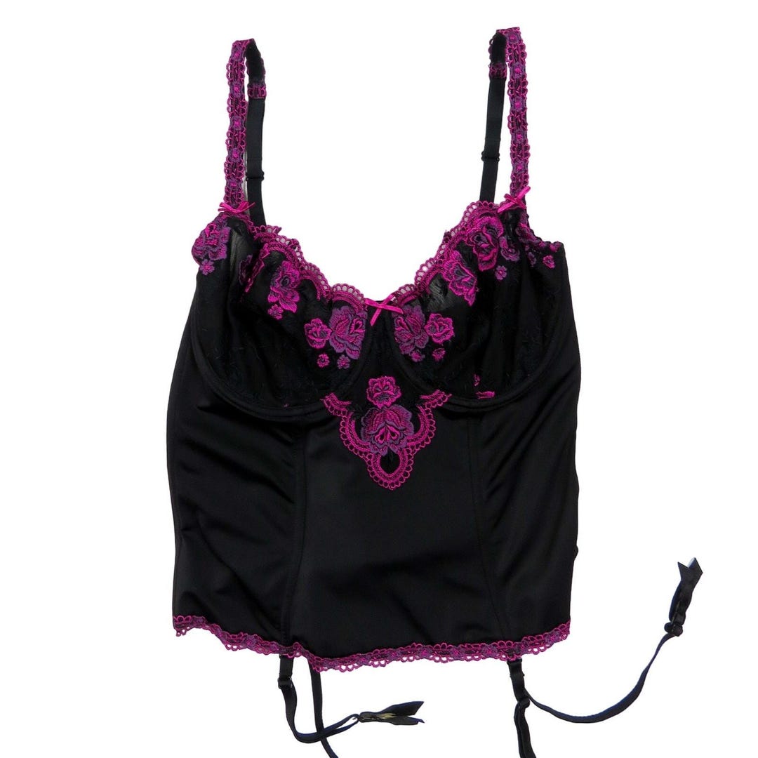 Y2k the Collection Magenta Pink & Black Floral Corset Bustier Top 38C ...