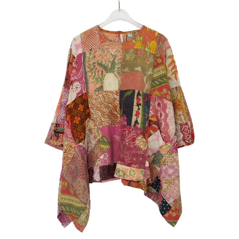 Vintage Multi Color Quilted Patchwork Asymmetrical Indonesian Blouse - Etsy