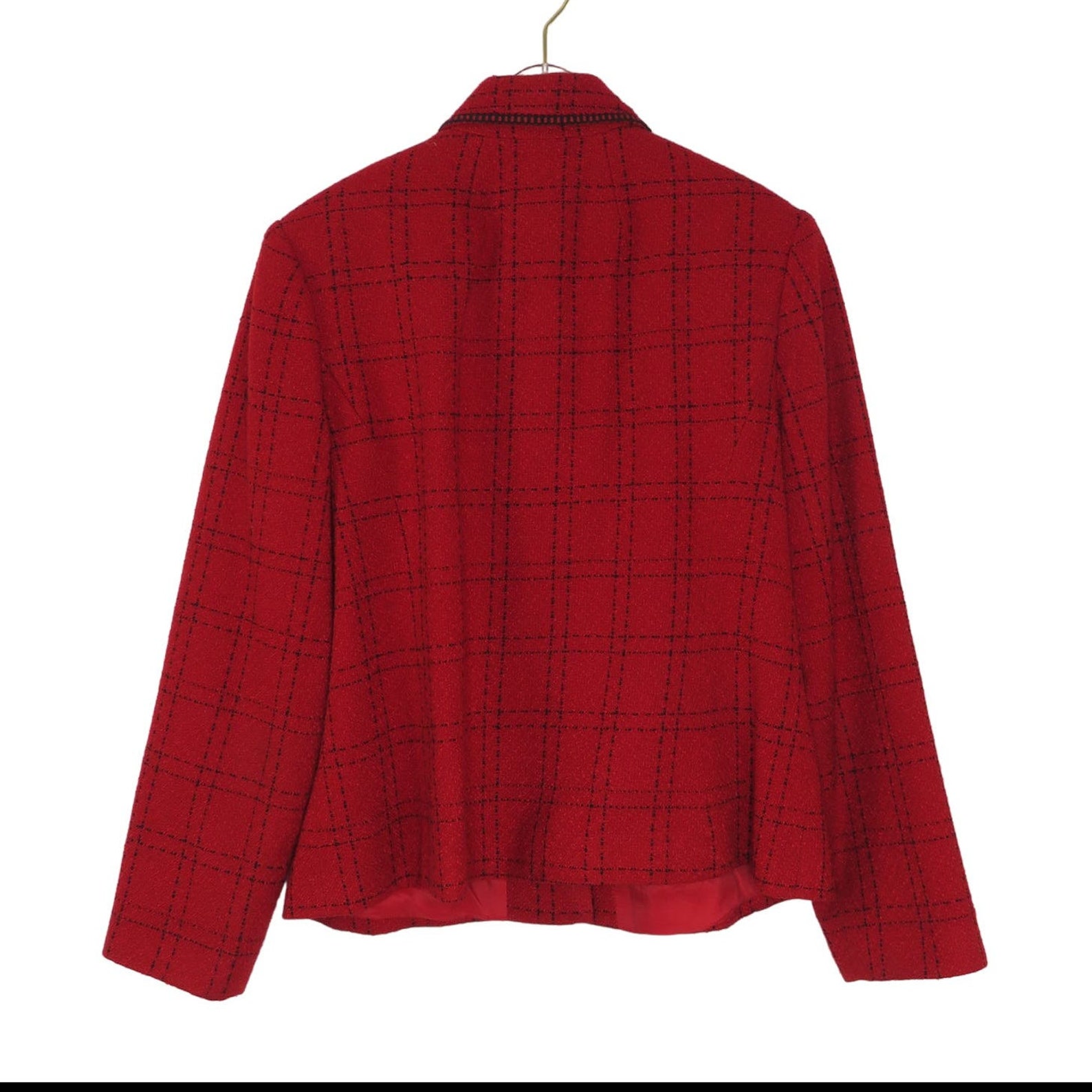 Talbots Vintage Red Tweed Plaid Blazer Jacket With Black Buttons Large ...