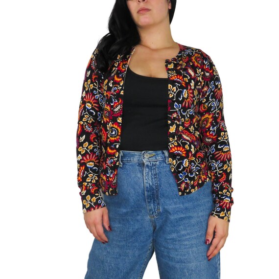 August Silk 1990s Vintage Rainbow Colorful Floral Car… - Gem