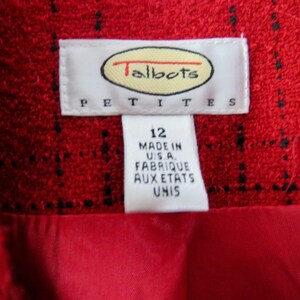 Talbots Vintage Red Tweed Plaid Blazer Jacket With Black Buttons Large ...