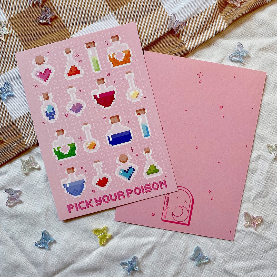 Pick Your Poison Potion Art Print Postcard / Potions / Hearts / Wall ...