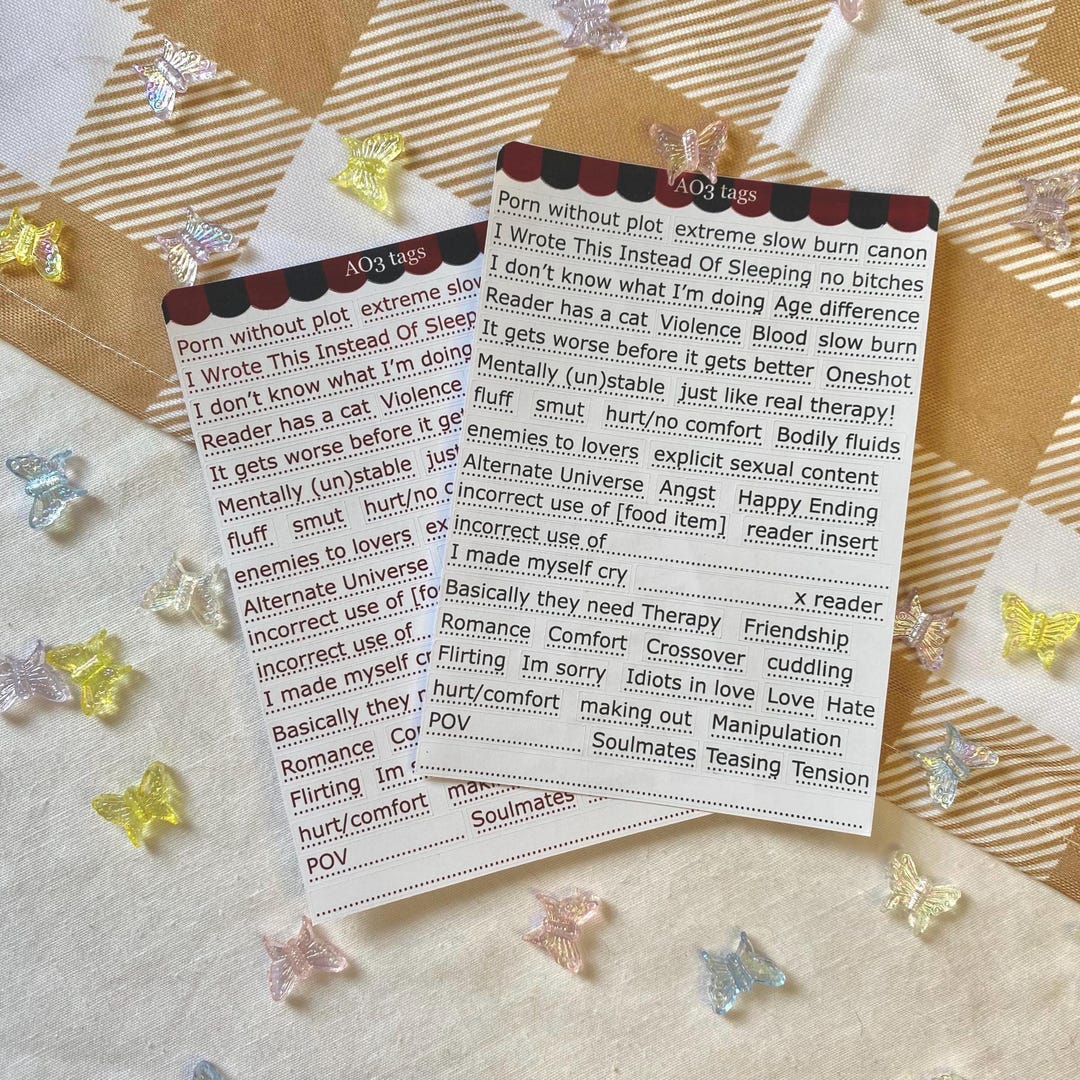 Ao3 Tags Sticker Sheet / Stickers / Planner Sticker / Journaling Deco ...