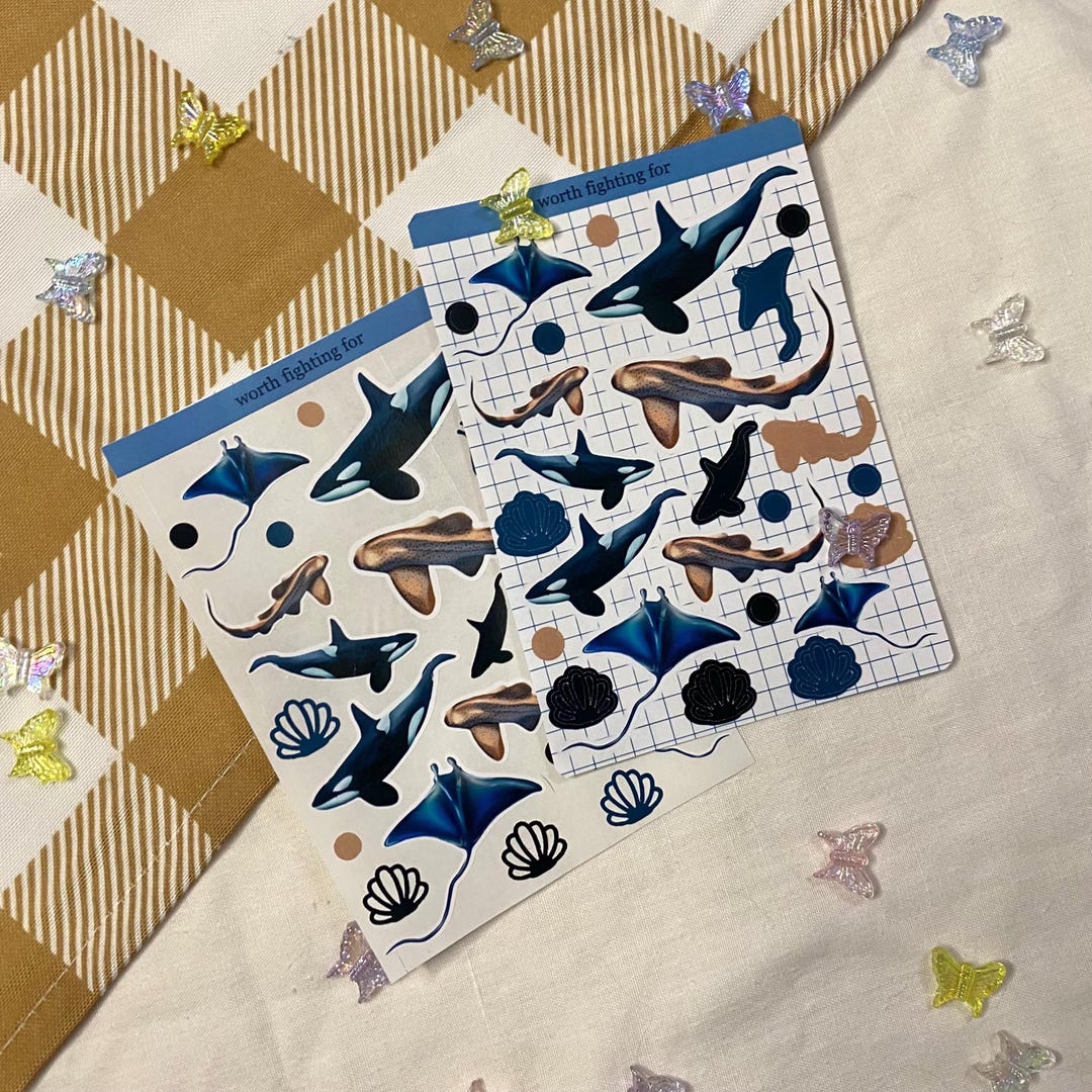 Worth Fighting for Ocean Animal Sticker Sheet / Stickers / Planner ...