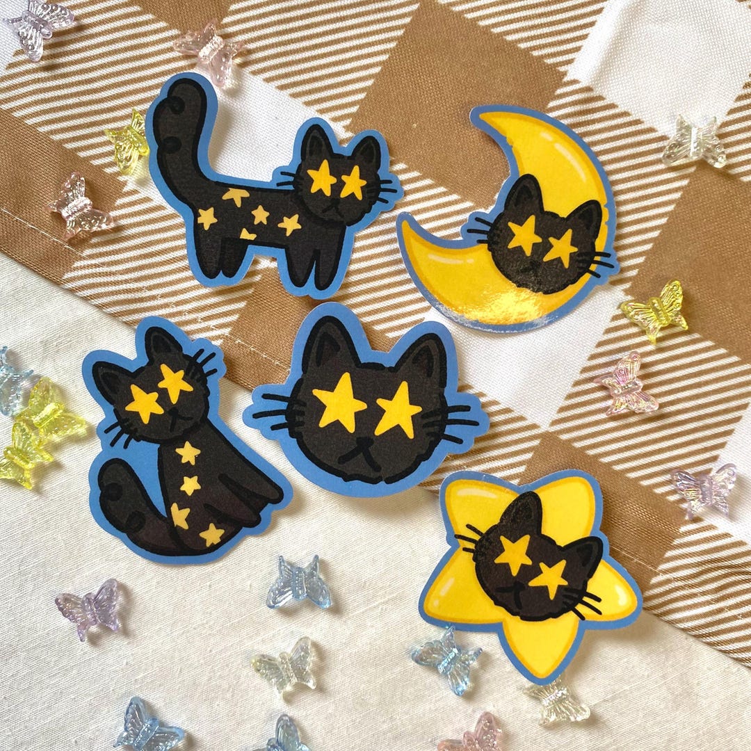 Cute Star Cat Sticker / Planner Sticker / Journaling Deco / Character ...
