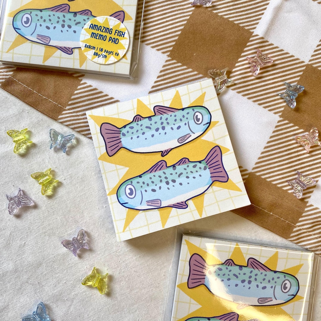 Amazing Fish Memo Pad 50 Pages / Cute Fish / Cute Note Pad / Kawaii ...