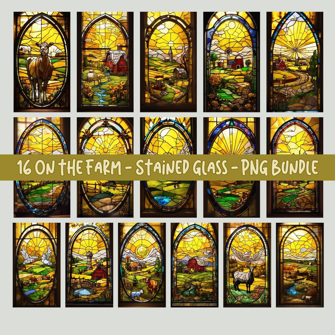 16 on the Farm Stained Glass Art Designs | Sublimation Printing ...