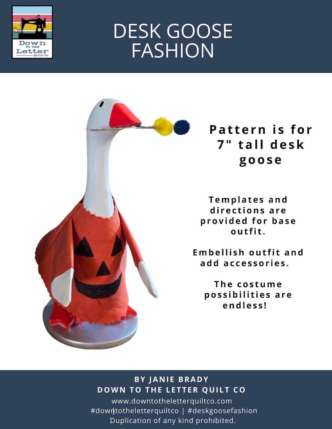 Desk Goose Outfit Sewing Pattern for 7" Tall Desk Goose, Desk Goose ...