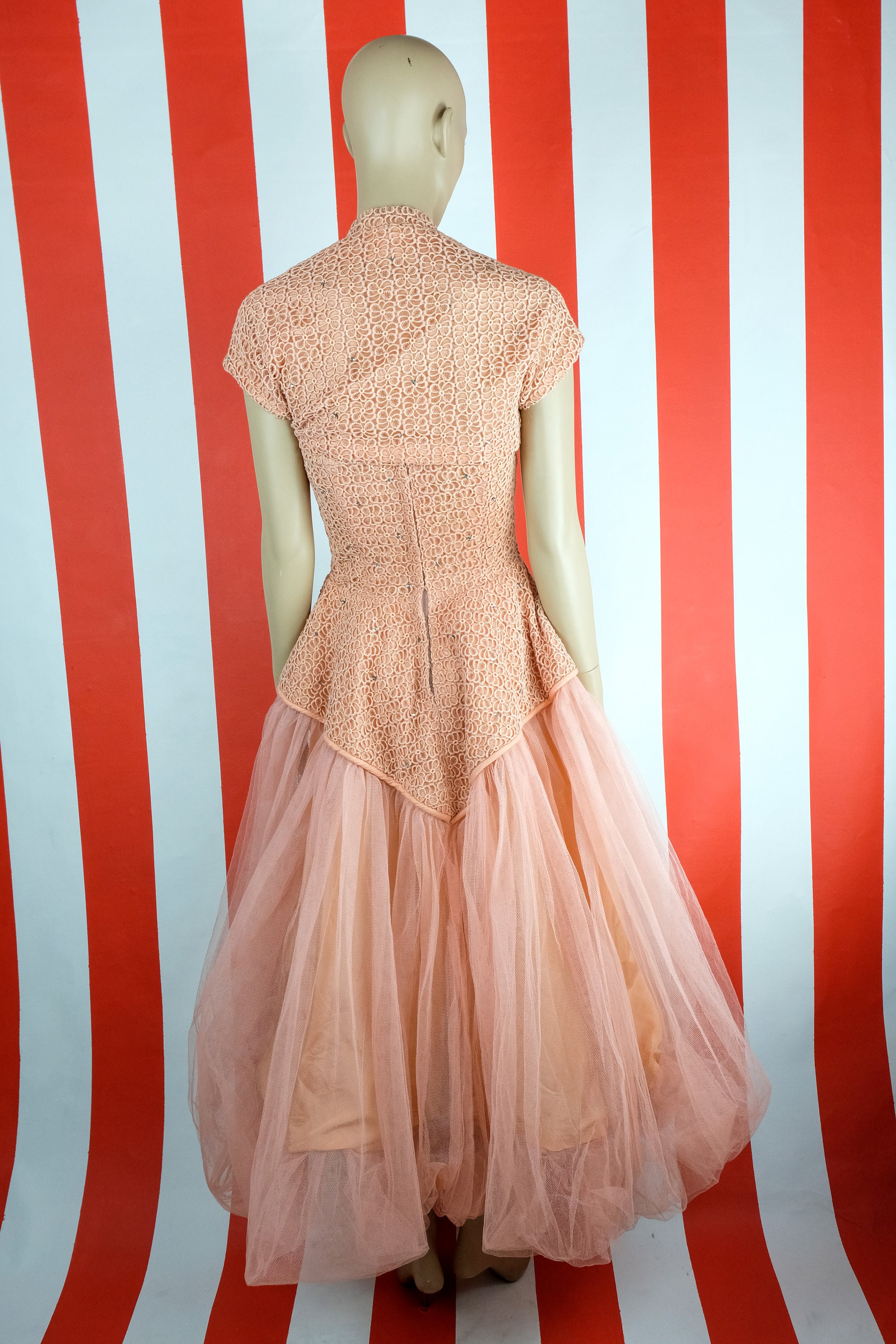 1950s Pink Prom Dress Ballerina Ball-gown With Matching Bolero Jacket ...