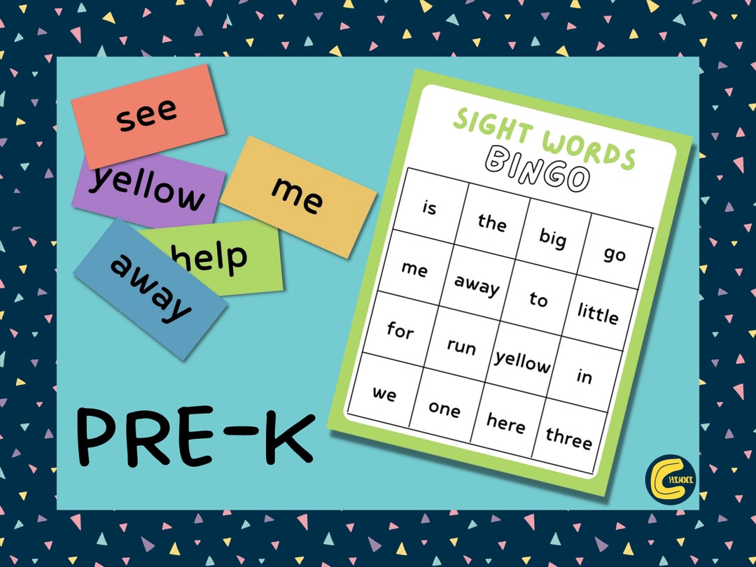 Pre-k Dolch Sight Words Bingo, Printable, Pre-k Sight Words, Learning ...