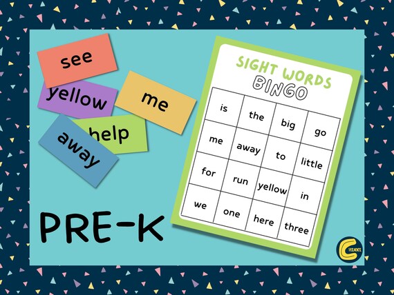 Pre-k Dolch Sight Words Bingo Printable Pre-k Sight Words - Etsy UK