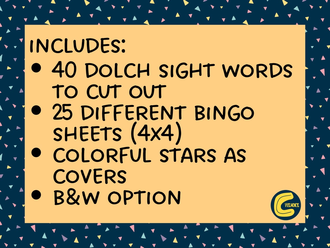 Pre-k Dolch Sight Words Bingo, Printable, Pre-k Sight Words, Learning ...