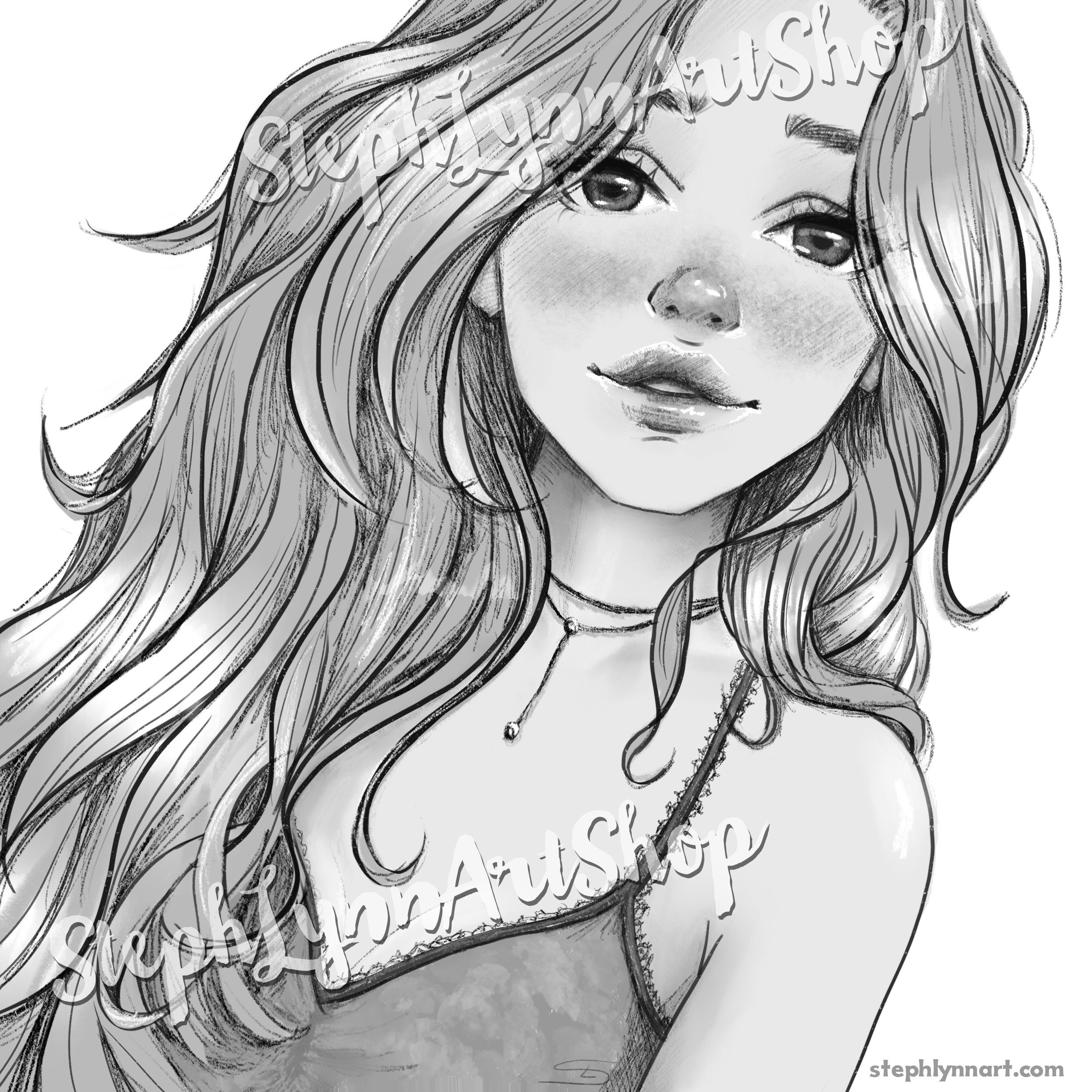Printable Coloring Page - Girl Portrait "beam" - Etsy