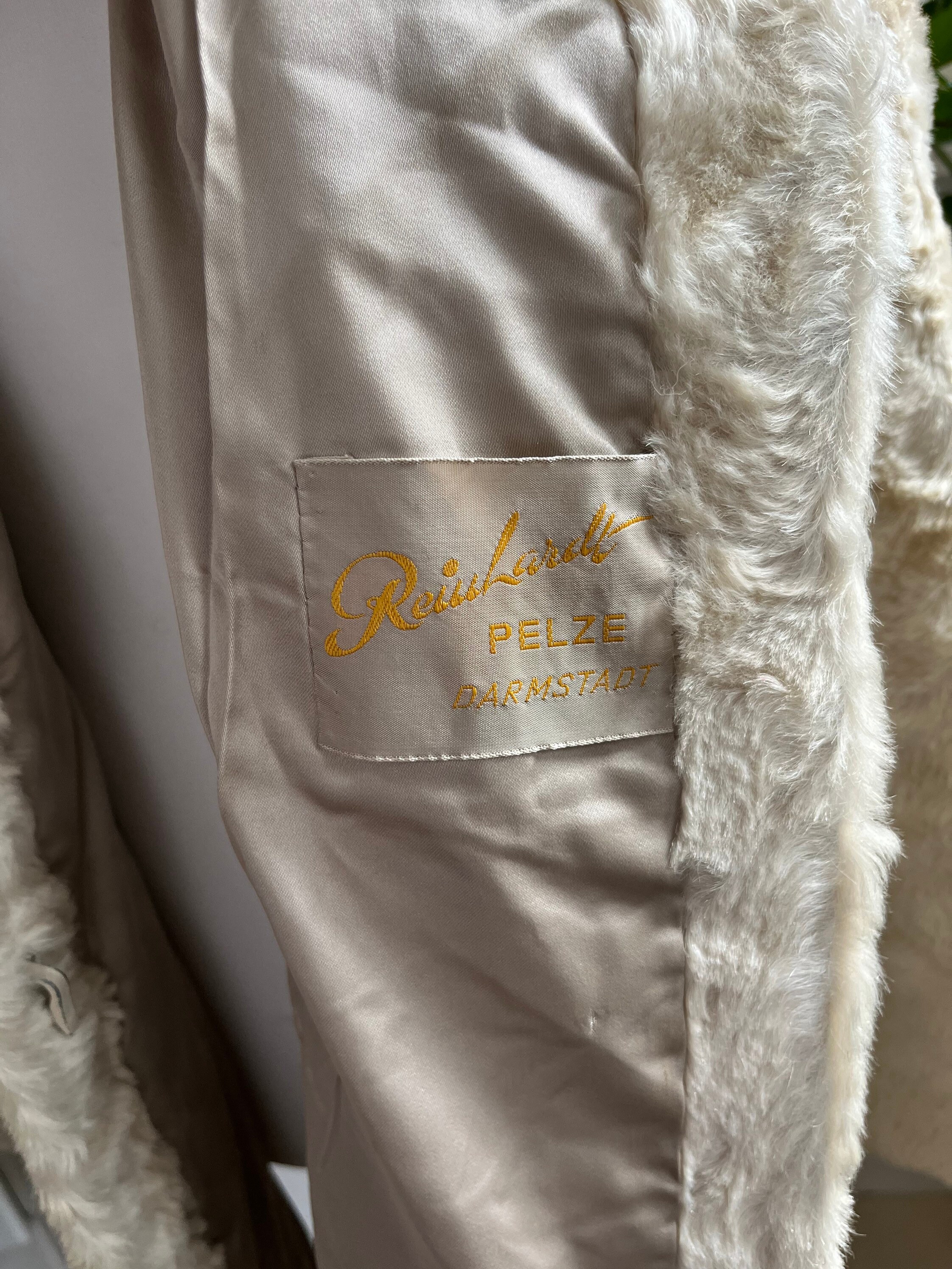 1950s Mid Century German Vintage Fur Coat White / Cream Astrakhan Fur ...